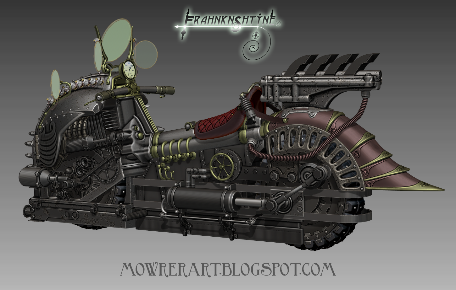Mowrer Art Steampunk Frankenstein and more: Steampunk Motorcycle 3D ...