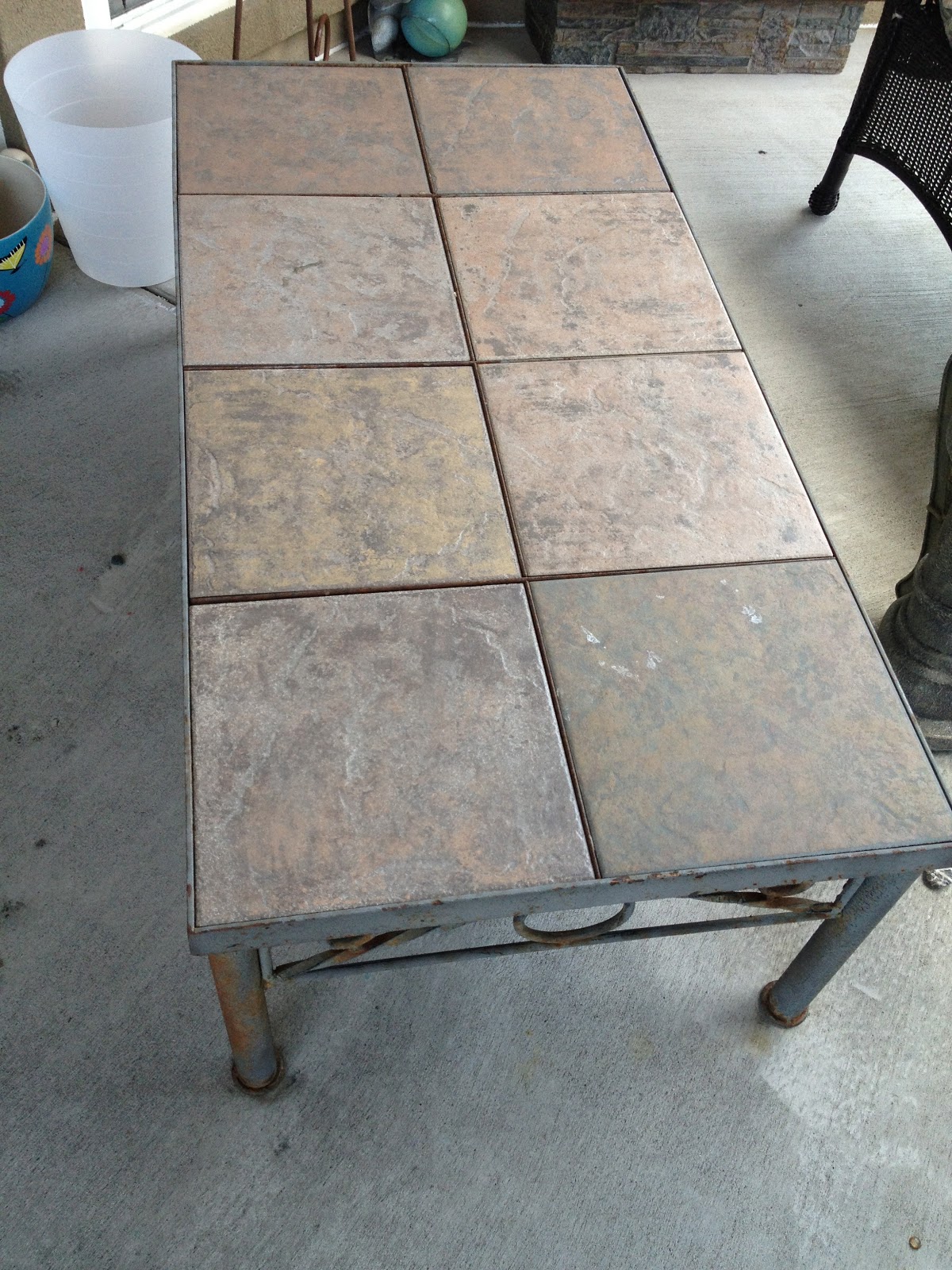 2013 Moving Sale- Eden Prairie: Metal and tile table set with removable ...