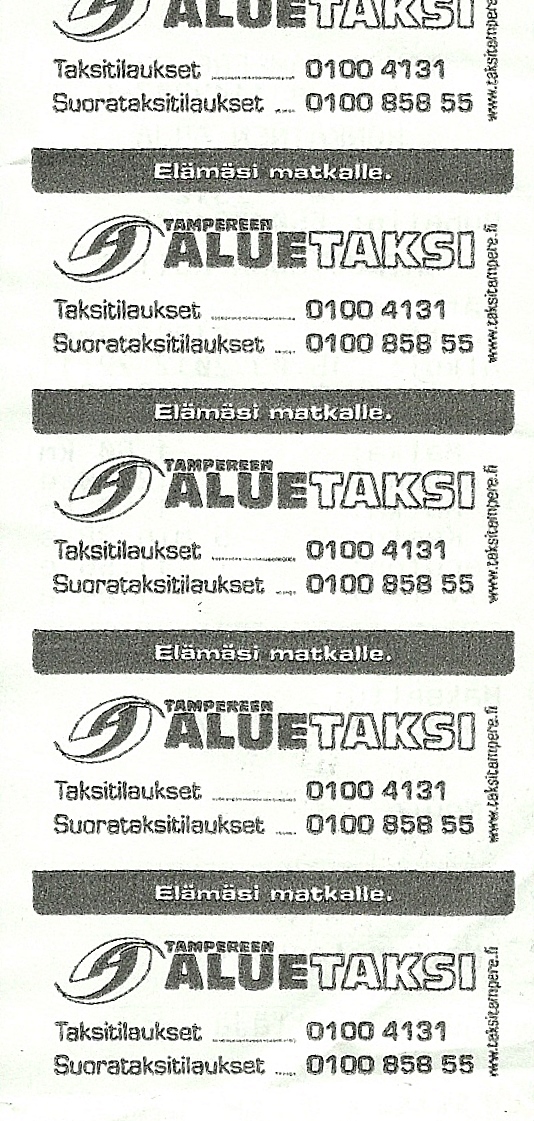 The traveler's drawer: TAKSI TAMPERE (Suomi / Finland). Receipt (2012)