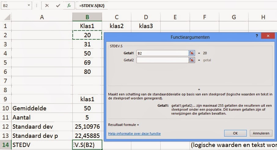 Tips voor Excel: Statistiek - Standaarddeviatie STDEV.S
