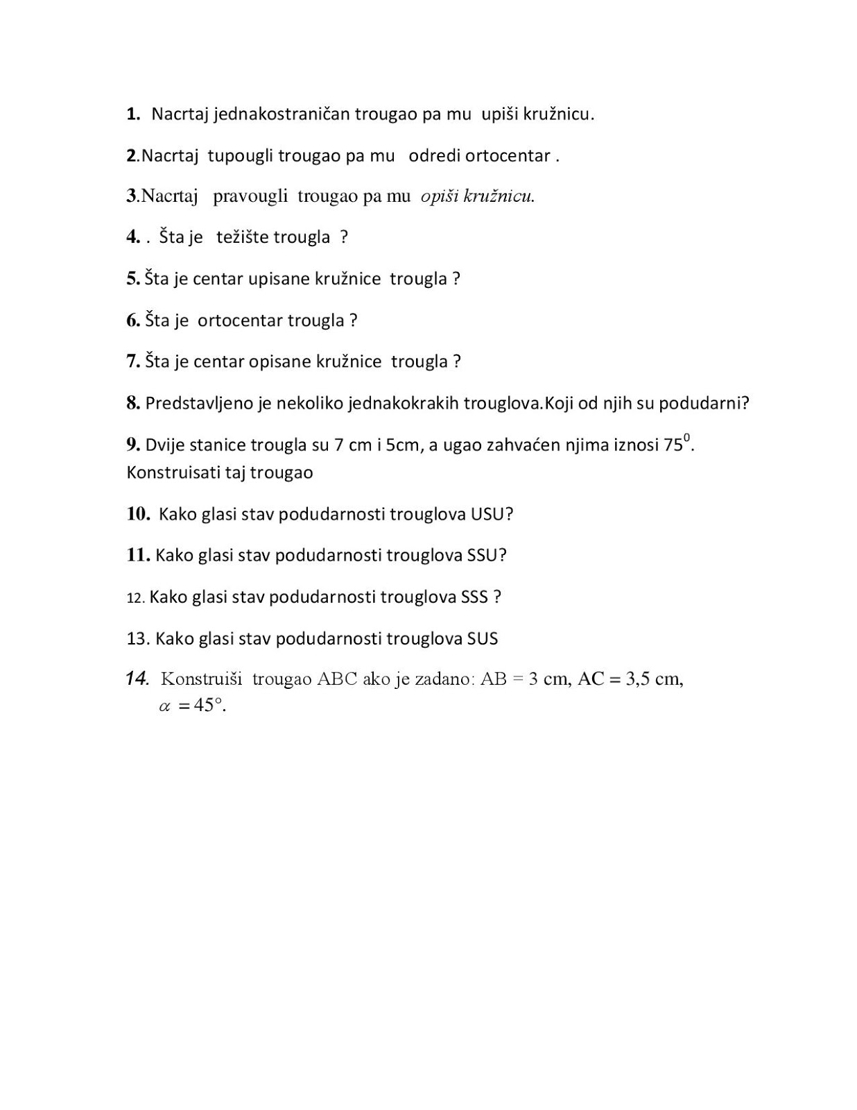 matematikanainternetu: Zadaci za vežbanje za VI razred - Trougao