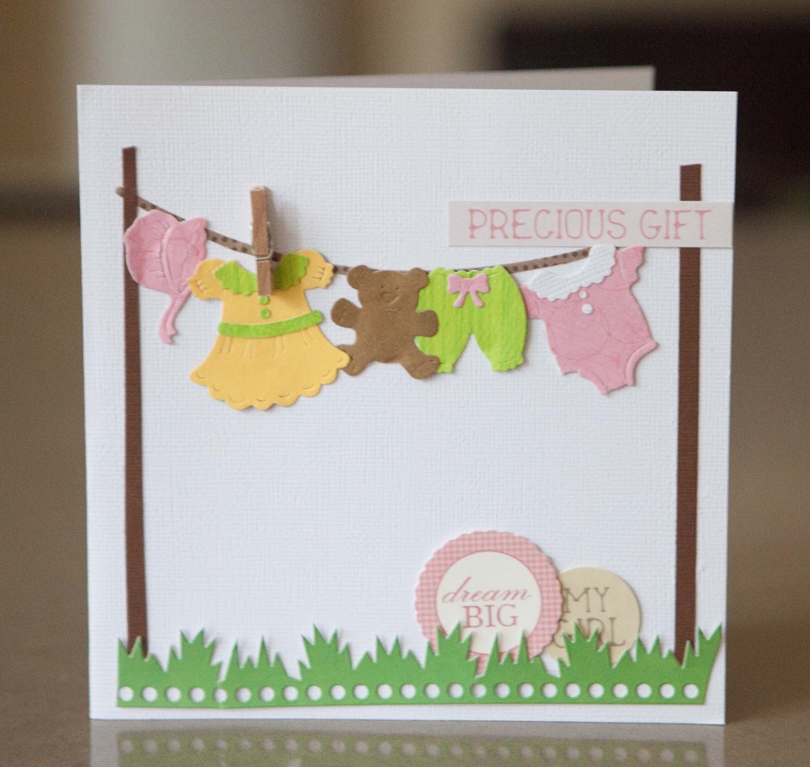Creative Mayhem: Baby Girl Cards with Baby clothes on the washing line.