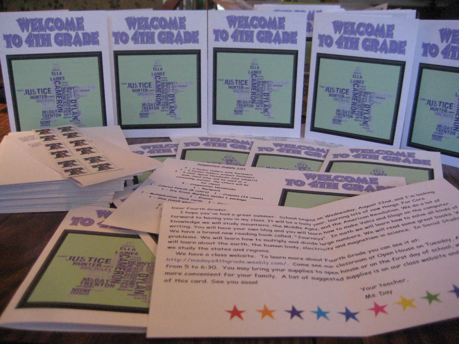 Day's Class Notes: Welcome Cards