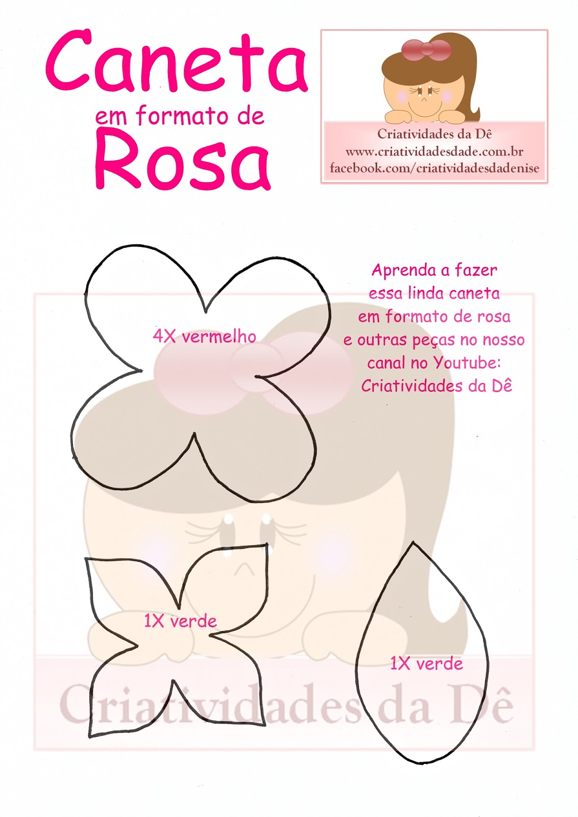 Molde De Rosa Em Eva Com Caneta: 30 Modelos Para Imprimir