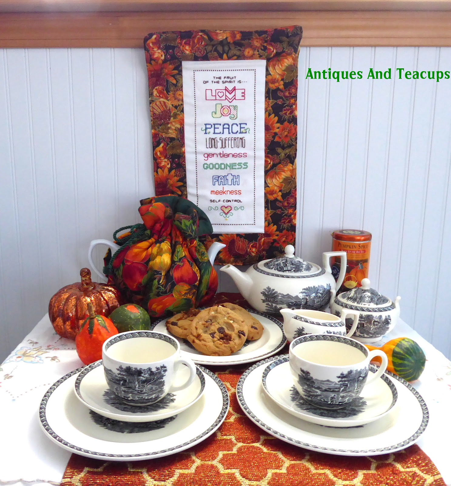 Antiques And Teacups: Fall Tea Time With Black Transferware, Pumpkin ...
