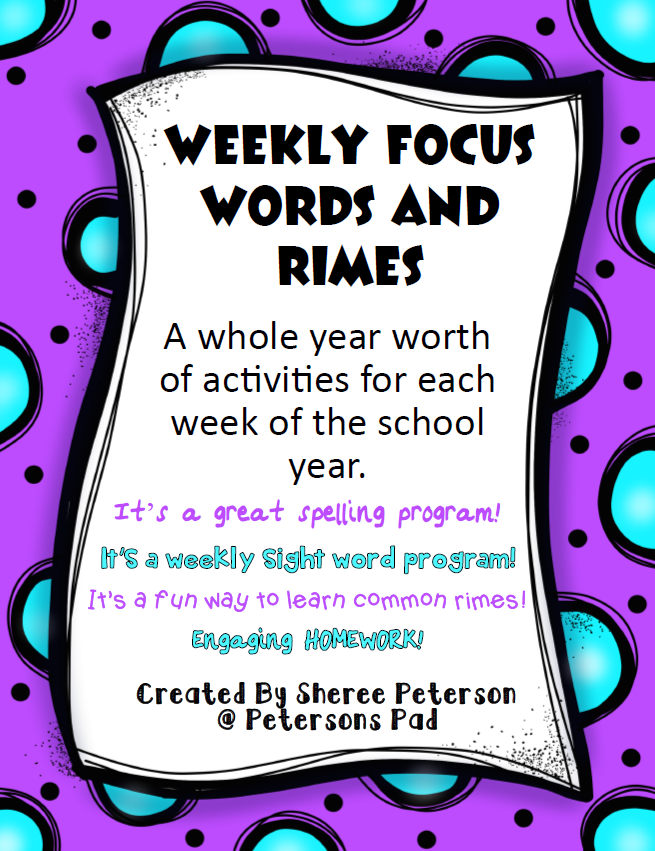 Peterson's Pad: Weekly Focus Words and Rimes