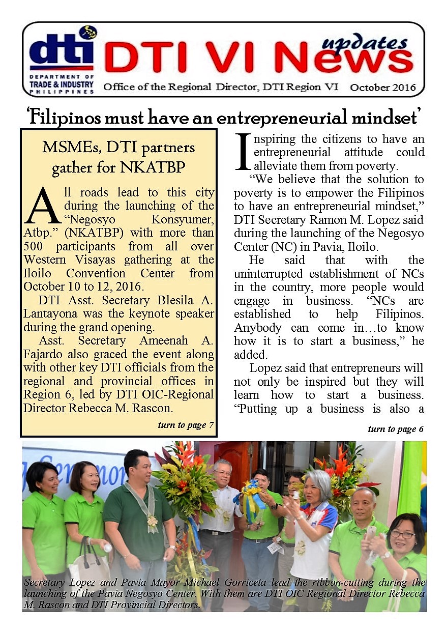 DTI VI News: DTI News Updates for October 2016