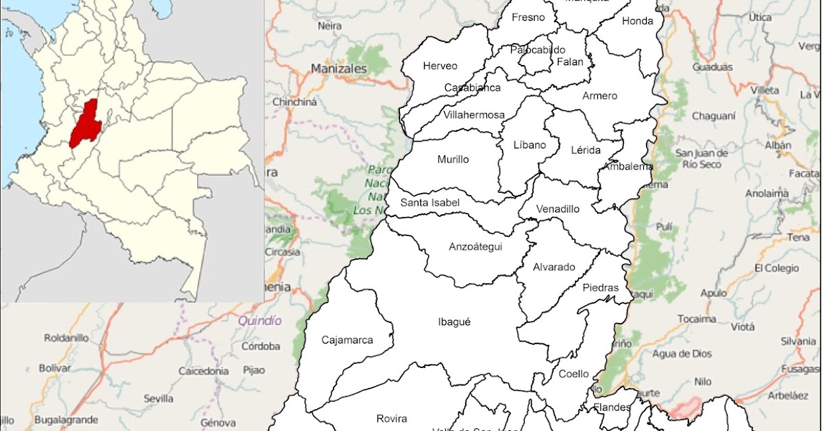 MAPAS DE IBAGUE Y EL TOLIMA PARA COLOREAR: Mapa del Departamento del ...