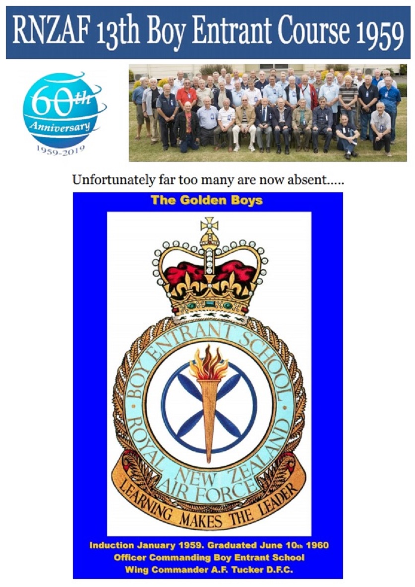 RNZAF 13th Boy Entrant Course 1959: 60th REUNION 09.01.2019