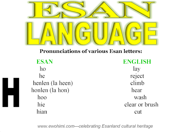 PRONUNCIATIONS OF VARIOUS ESAN LETTERS