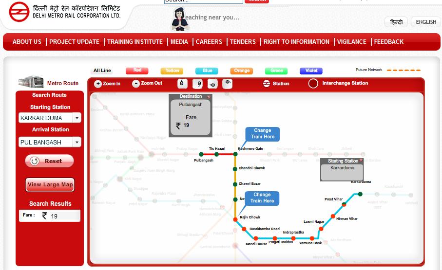 DELHI METRO LATEST ROUTE MAP
