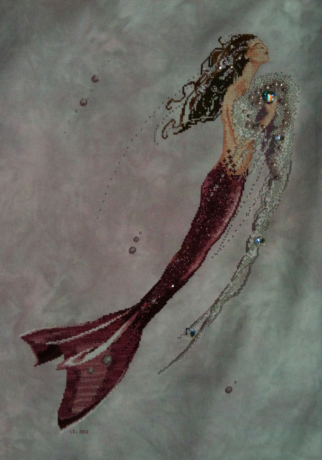 Stitching Under The Sea: Mermaid of the Pearls with Red/Pink Color ...