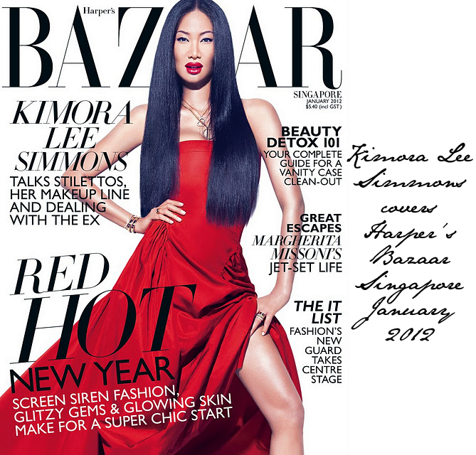 Kimora Lee Simmons covers Harper's Bazaar Singapore January 2012 ...