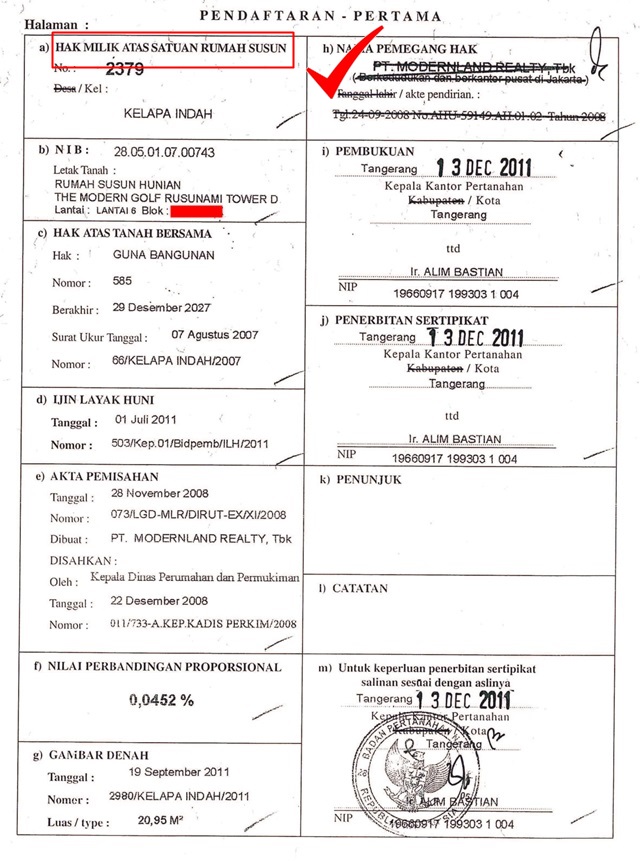 Apartemen Modernland Tangerang: Pentingnya Mengetahui Status Sertifikat ...