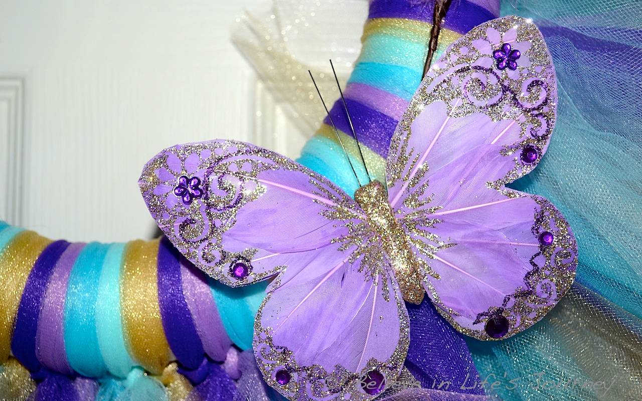 Believe in Life's Journey: Purple Butterfly Tulle Wreath