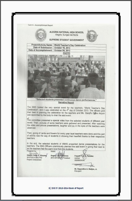 ANHS - SSG: Accomplishment Report