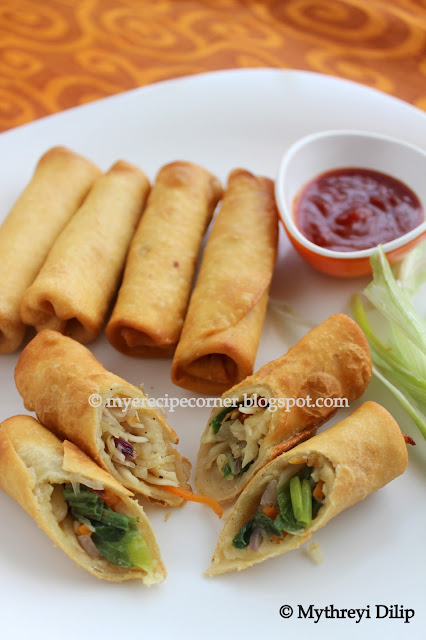 Mye's Kitchen: Vegetable spring rolls - Indian Chinese style