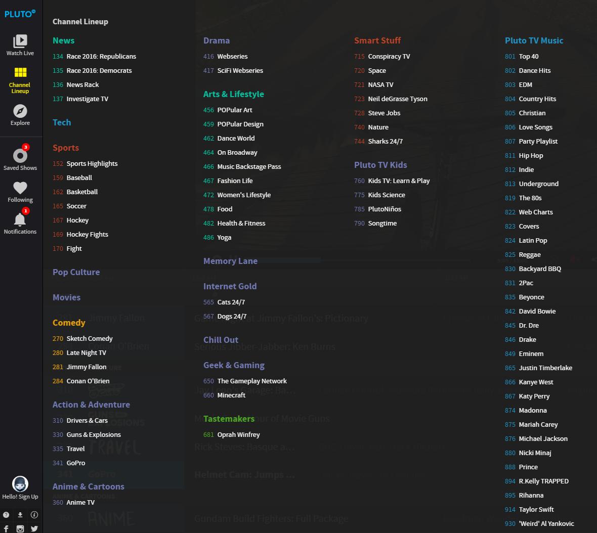 Pluto Tv App For Laptop Pluto Tv Channels List Free