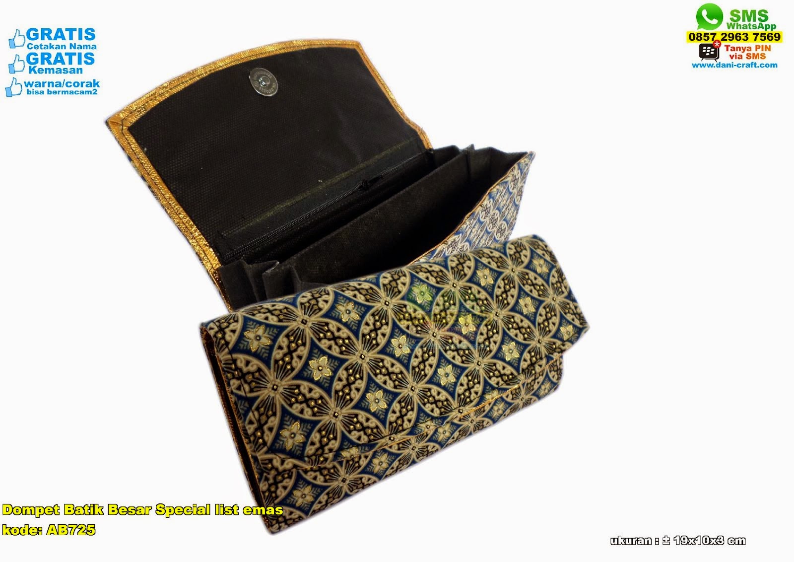 Dompet Batik Besar Special List Emas | Souvenir Pernikahan