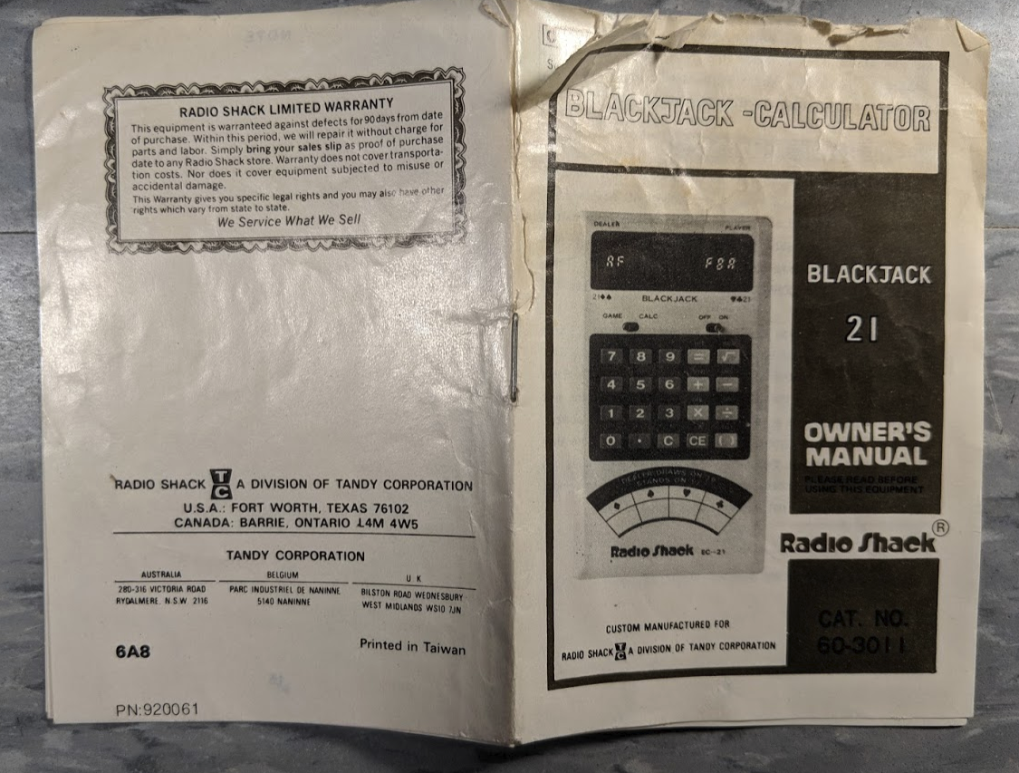 The Calculator Review: Radio Shack EC-21 Manual