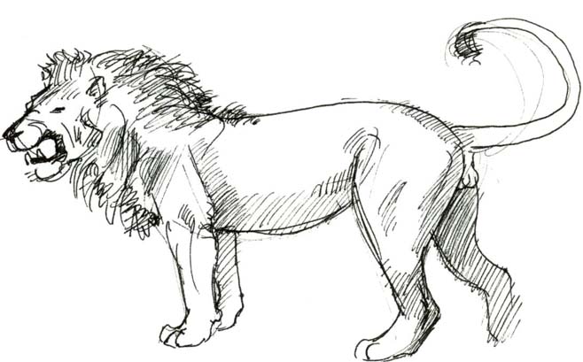 Art by Jeane Nevarez: snarling lion