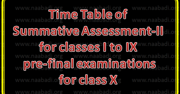 Time Table of Summative Assessment-II for classes I to IX and pre-final ...