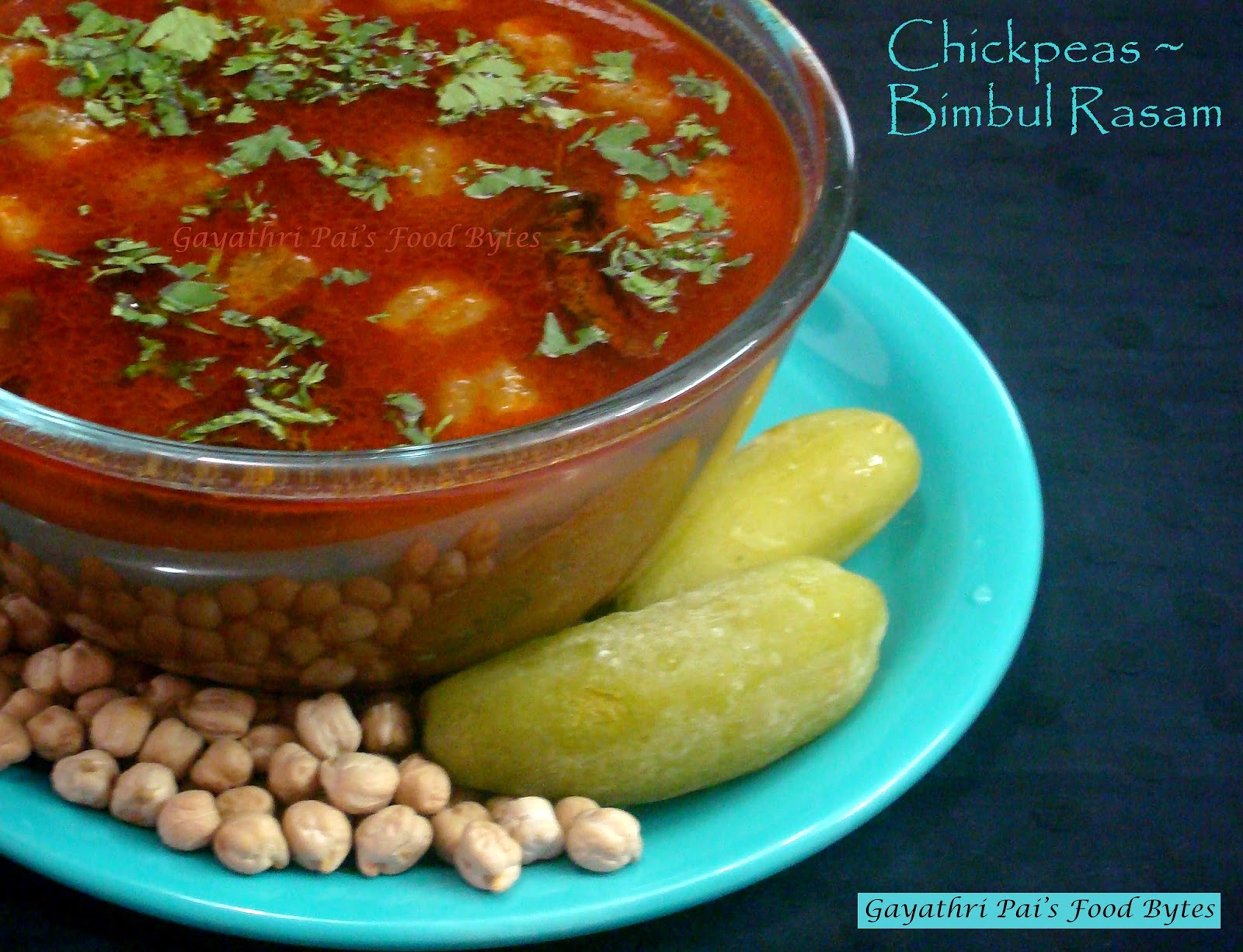 Gayathri Pai's Food Bytes: Chickpeas ~ Bimbul Rasam (Saar).