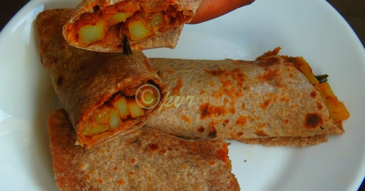 Priya's Versatile Recipes: Ragi Chappathi Rolls with Spicy Potato ...