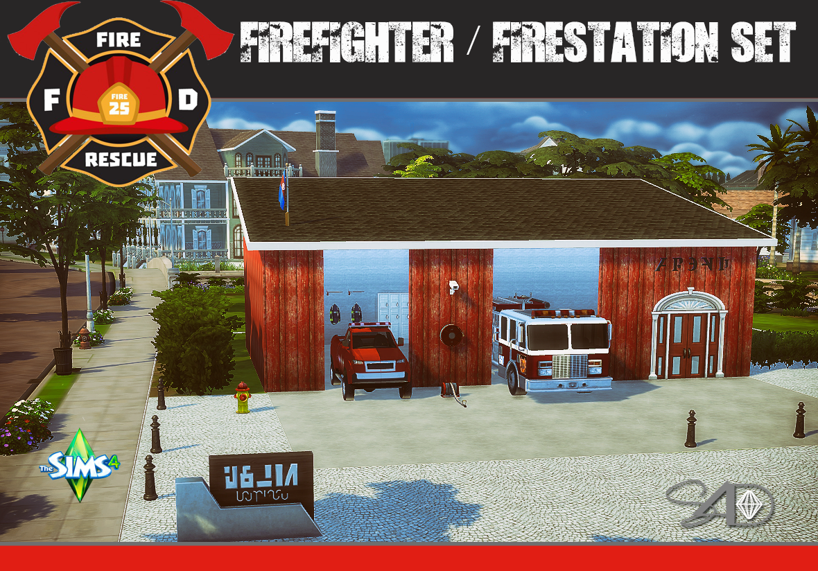 Sims 4 CC's - The Best: Firestation Set by Sims 4 Designs