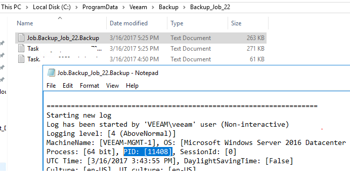 Keep Learn...: Find PID for VEEAM backup job
