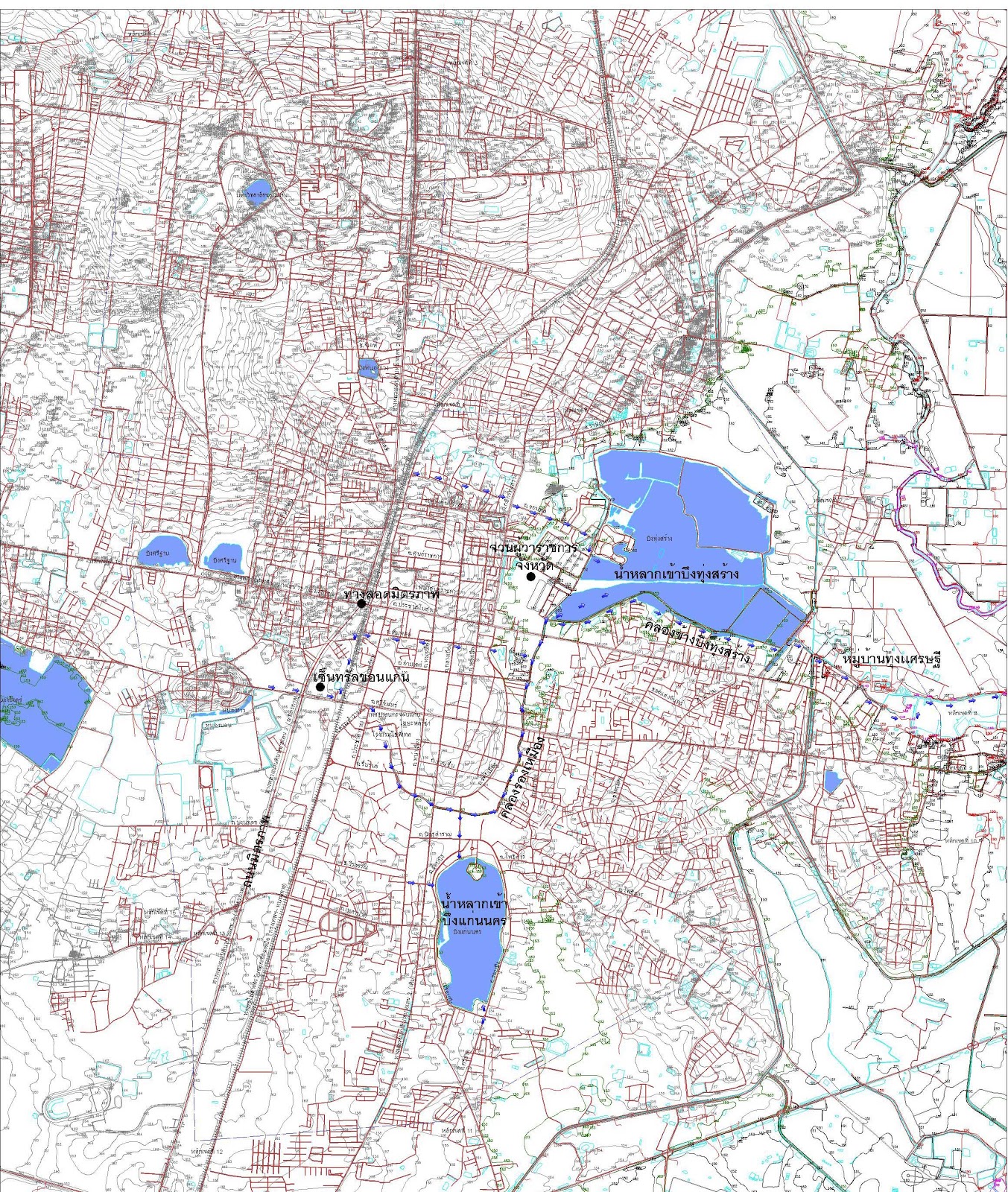SMART-LA: แผนที่เส้นทางการไหลของน้ำ จ.ขอนแก่น