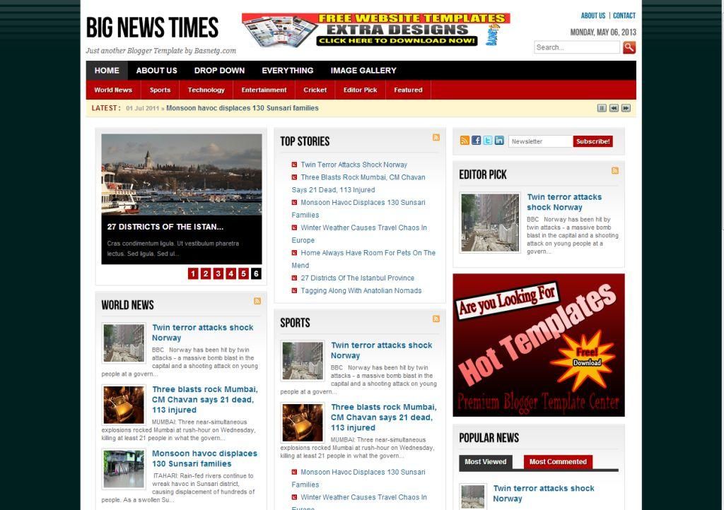 Big News2 Magazine Blogger Template by Basnetg - Blogr Templates