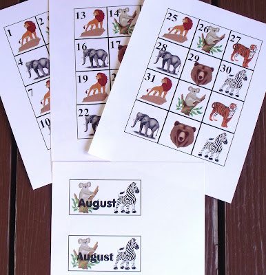 Nurturing Naters with learning activities at home: Zoo calendar pieces