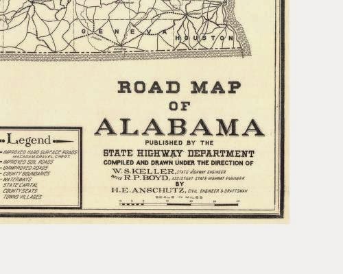 Alabama Yesterdays: Pondering Alabama Maps (4): Early State Road Maps