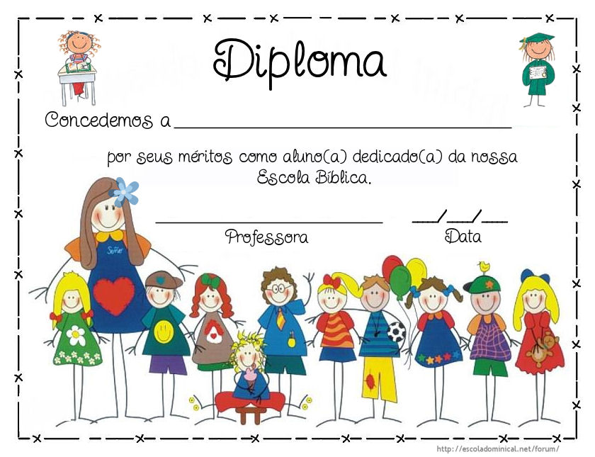 Dicas Escola Dominical: Diplomas Escola Bíblica Dominical