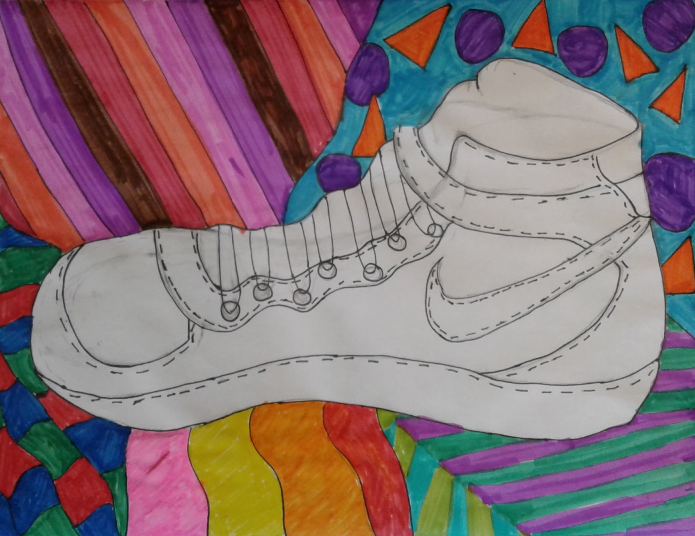 a faithful attempt: Observational Shoe Contour Drawing with Patterns