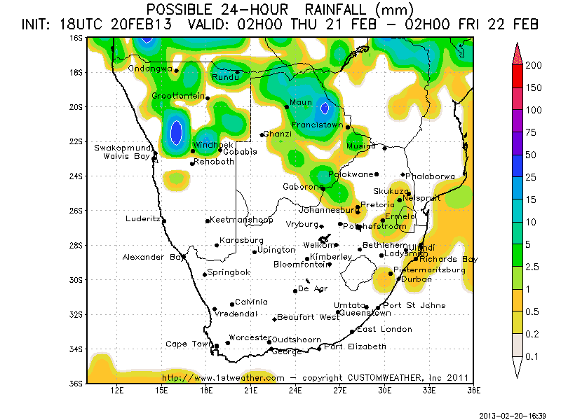 SA Weather and Disaster Observation Service: Possible 24 Hour Rainfall ...