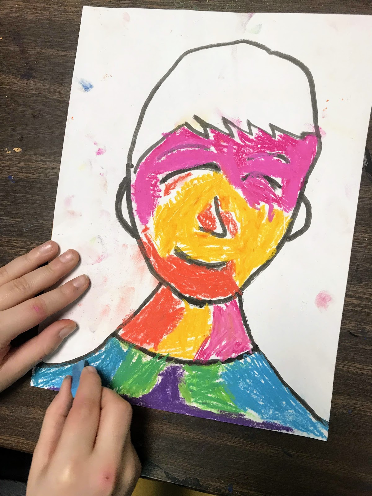 Elements of the Art Room: Colorful 5th grade Self Portraits