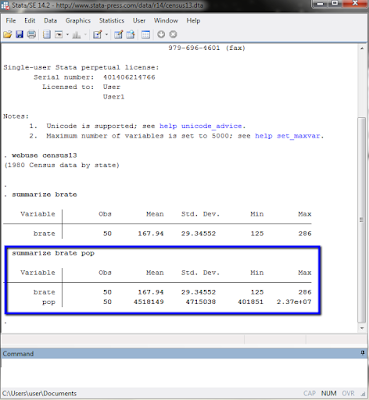 272 Analytics: The Stata Zone: Basic summary statistics in Stata