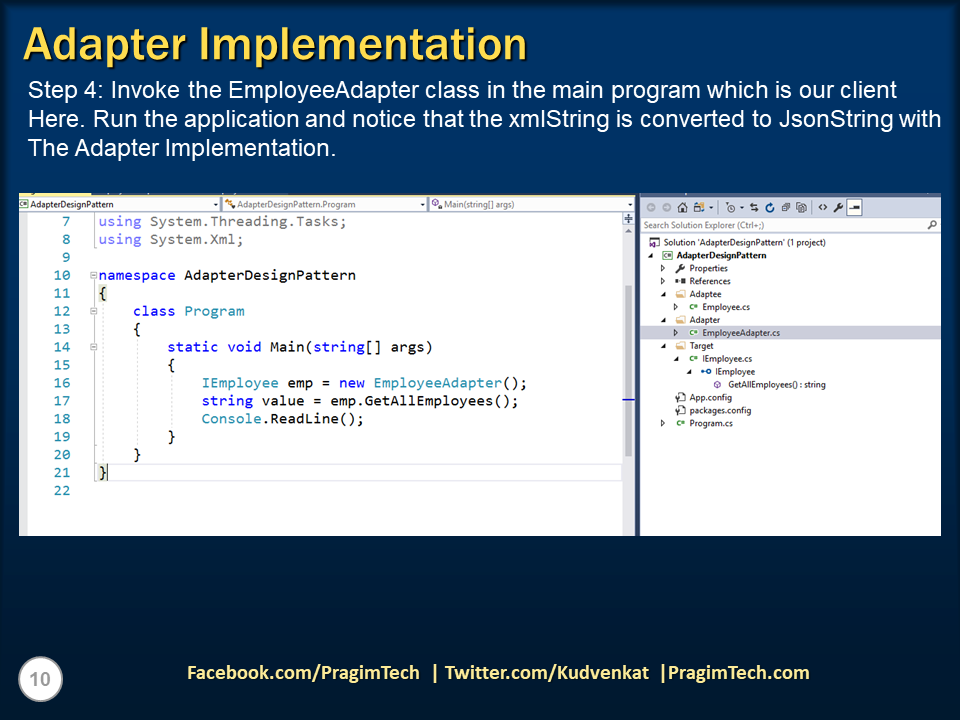 Sql server, .net and c# video tutorial: Adapter Design Pattern - Slides