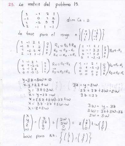 Rango, nulidad, espacio de los renglones y espacio de las columnas de ...