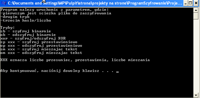 Programowanie, kody źródłowe: Szyfrowanie plików C++