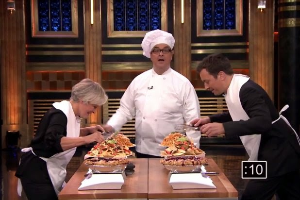Glenn Close And Jimmy Fallon Stuff Their Faces In Eating Contest (VIDEO)