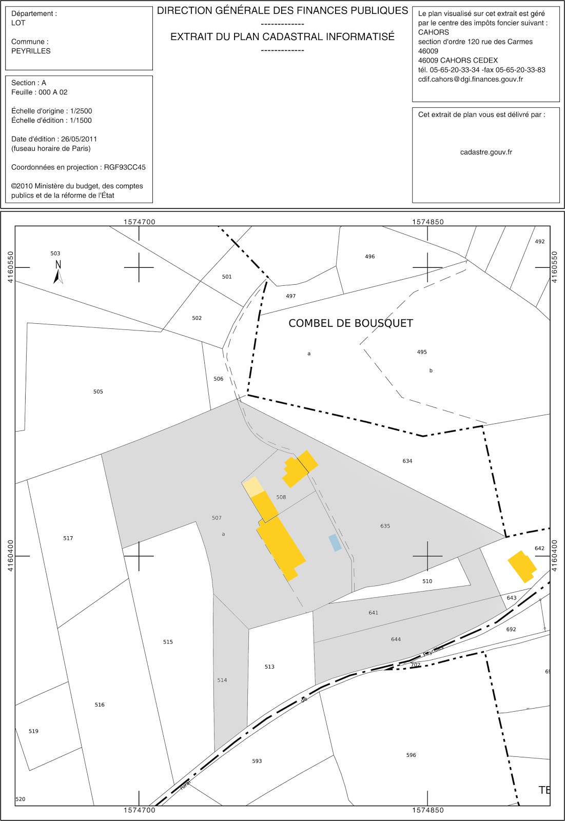 ENSEMBLE IMMOBILIER A VENDRE: Plan cadastral