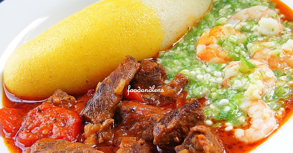Food and lens: 2 Tone Semo With Okra And Beef Stew.