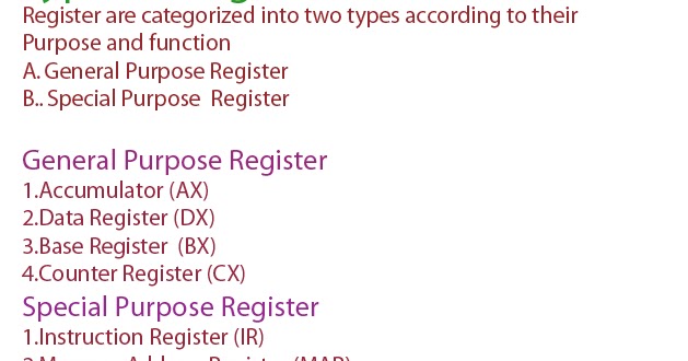 Types of Register - Computer Information