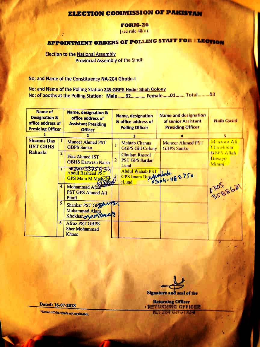 KNOWLEDGE FOR ALL: FORM - 26 APPOINTEMENTS ORDERS OF POLLING STAFF FOR ...