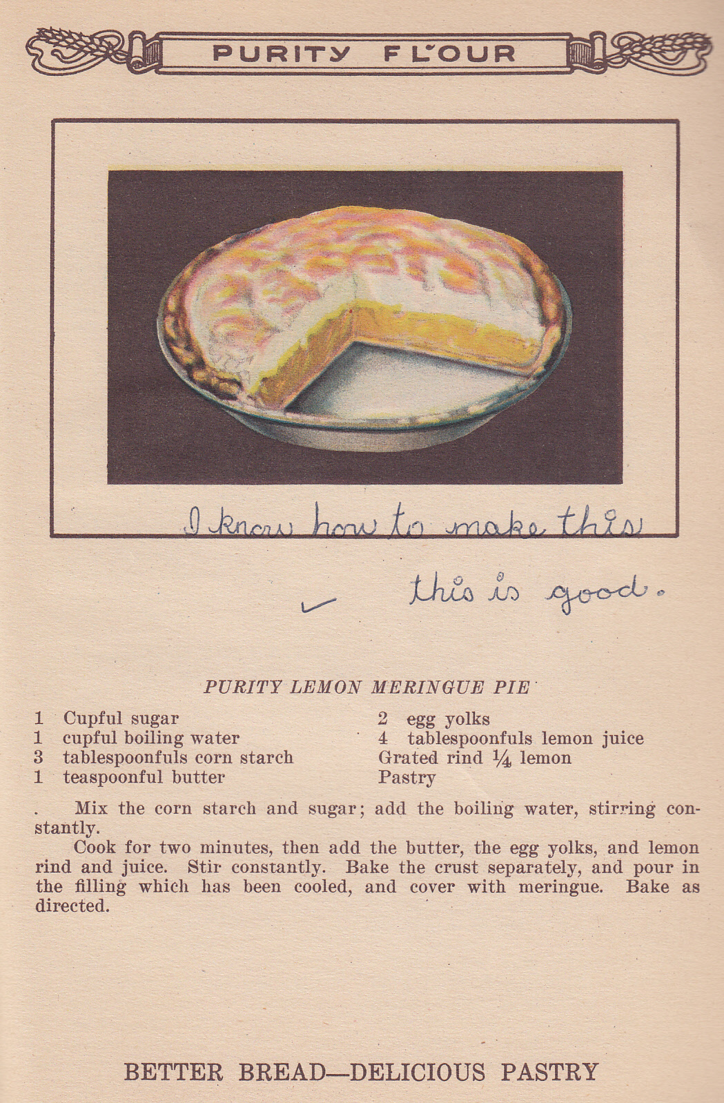 The Left Chapter: 1923's Purity Flour Cook Book w. Lemon Meringue Pie ...