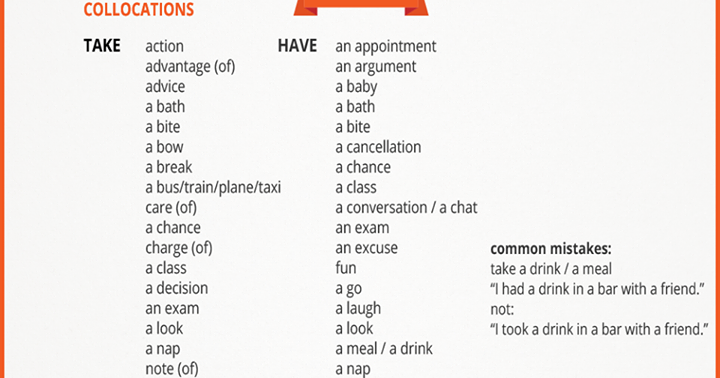 Click on: COLLOCATIONS WITH 'HAVE', & 'TAKE'