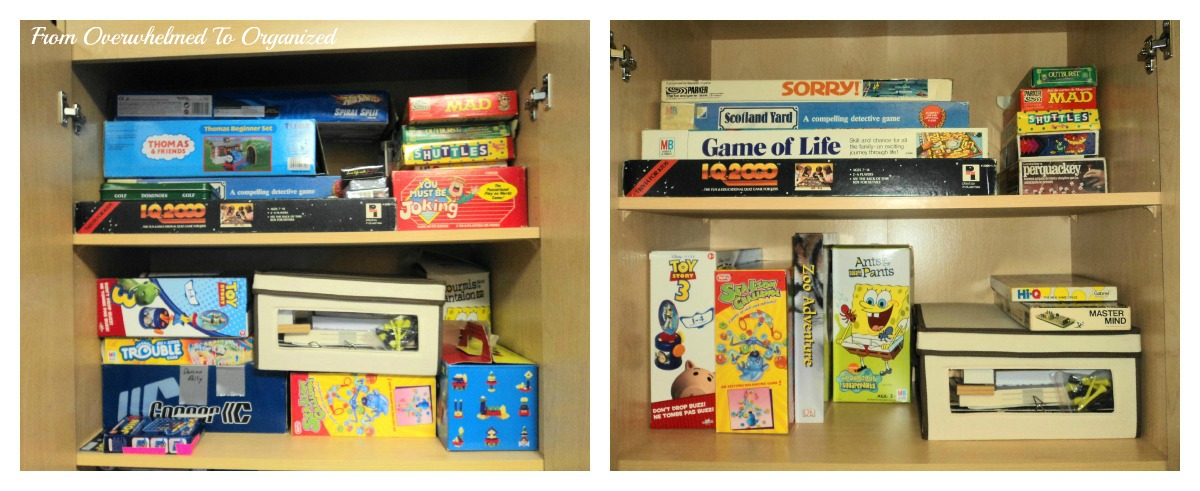 Kids' Games Cupboard | From Overwhelmed to Organized: Kids' Games Cupboard